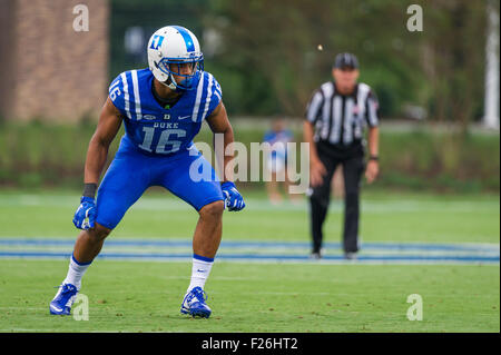September 12, 2015: Jeremy Cash #16 defends for Duke. The Duke Blue ...