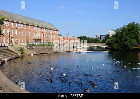 River Derwent and Council House Derby City Centre Derby Derbyshire ...
