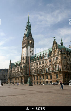 Ornate facade of Hamburg City Hall (Hamburg Rathaus) built between 1886 ...