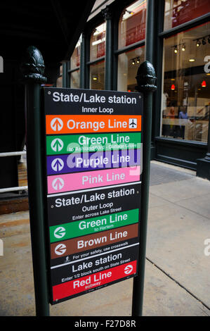 Chicago EL train stops on sign Stock Photo - Alamy