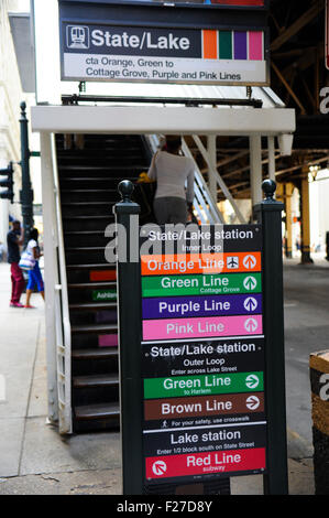 Chicago EL train stops on sign Stock Photo - Alamy