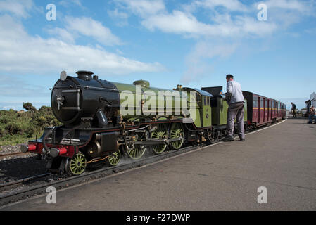 The Green Goddess a steam engine which operates on the Romney Hythe ...
