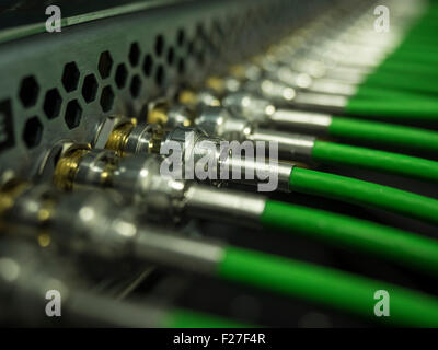 sdi hd signal bnc patch panel cabling in rack Stock Photo - Alamy