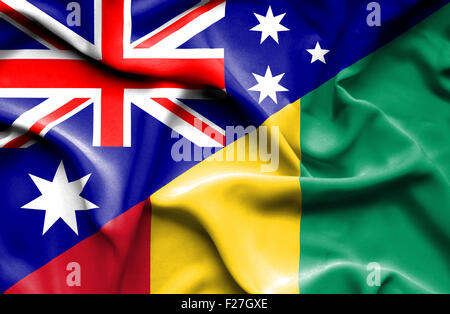 Australia and Guinea flags. 3D Waving flag design. Australia Guinea ...