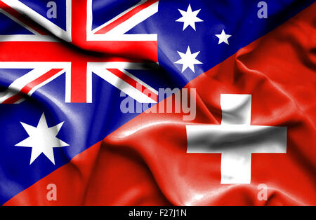 Switzerland and Australia flags. 3D Waving flag design. Switzerland ...