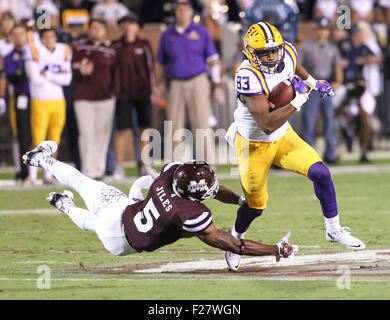 Mississippi State CB, Cedric Jiles (5) makes a tackle on LSU QB ...