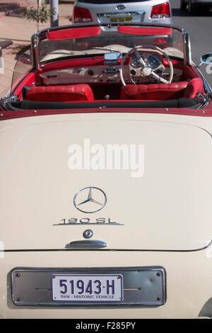 1962 model classic vintage cream Mercedes 190SL convertible with red ...
