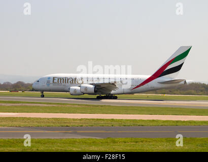 Emirates Airbus A380 double-decker passenger plane taxiing on ...