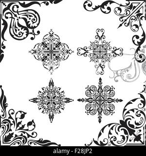 Vintage Baroque Victorian pattern set Vector. Floral ornament ...