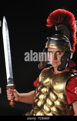 Roman gladiator helmet, with red and black feathers, as worn by Gallus ...