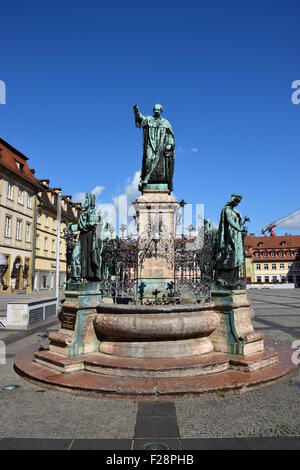 Bronze statues on the Maximiliansbrunnen fountain in Bamberg, Germany ...