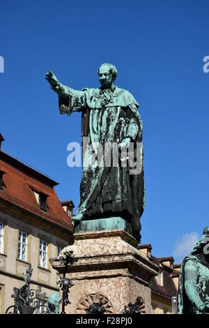 Bronze statues on the Maximiliansbrunnen fountain in Bamberg, Germany ...