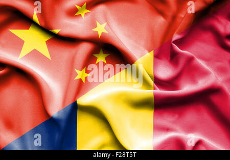 China and Chad flags. 3D Waving flag design. China Chad flag, picture ...