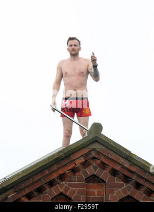 Prisoner Stuart Horner pictured on the roof of HMP Manchester. Stuart ...