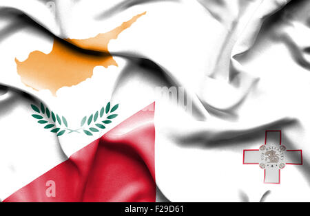 Cyprus and Malta flags. 3D Waving flag design. Malta Cyprus flag ...