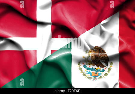 Denmark and Mexico flags. 3D Waving flag design. Mexico Denmark flag ...