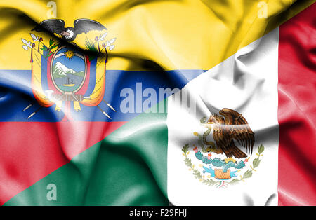 Mexico and Ecuador flags. 3D Waving flag design. Mexico Ecuador flag ...
