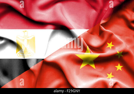 Egypt and China flags. 3D Waving flag design. China Egypt flag, picture ...