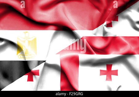Georgia and Egypt flags. 3D Waving flag design. Georgia Egypt flag ...