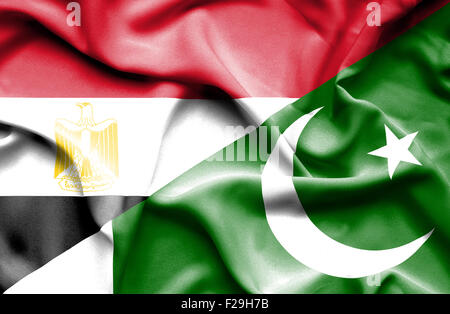 Pakistan and Egypt flags. 3D Waving flag design. Pakistan Egypt flag ...