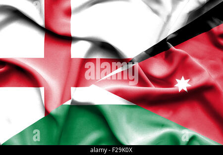 Jordan and England flags. 3D Waving flag design. England Jordan flag ...