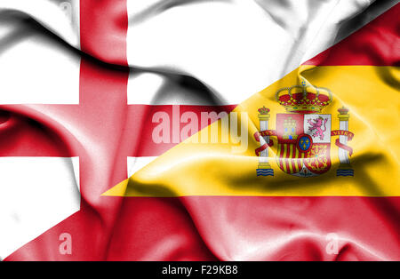 England and Spain flags. 3D Waving flag design. Spain England flag ...