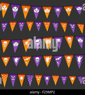 Halloween bunting pennants triangular flags. Halloween Garland design ...
