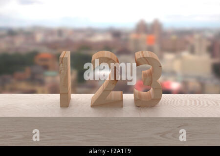 3d rendering of a wooden 123 numbers Stock Photo - Alamy