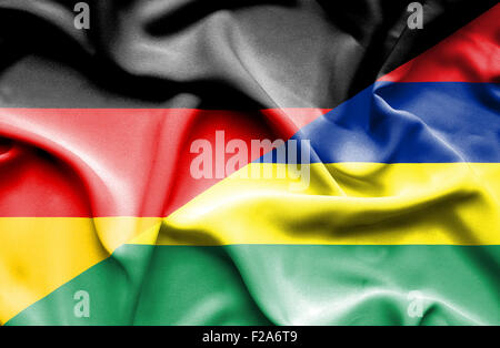 Germany and Mauritius flags. 3D Waving flag design. Germany Mauritius ...