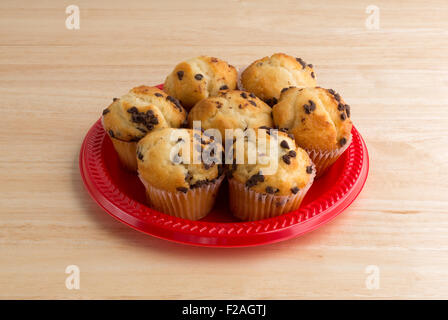 Chocolate muffins dessert with light plastic plate with holes isolated ...
