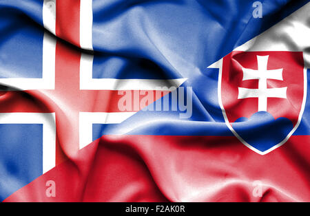 Slovakia and Iceland flags. 3D Waving flag design. Slovakia Iceland ...