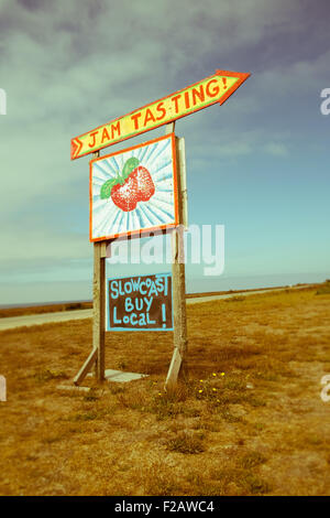 Jam Tasting sign, Swanton Berry Farm, Davenport, California, United ...