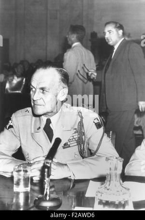 Sen. Joseph McCarthy before Senate Committee, 1950s, pointing to U.S ...