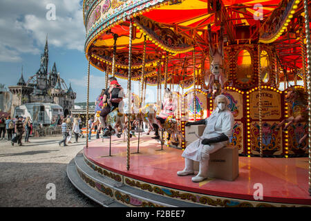 Banksy´s Dismaland Bemusement Park on the seafront in Weston-Super-Mare ...