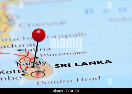 Kandy pinned on a map of Sri Lanka Stock Photo - Alamy
