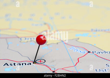 Astana pinned on a map of Asia Stock Photo - Alamy