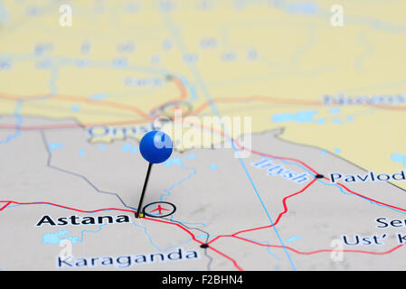 Astana pinned on a map of Asia Stock Photo - Alamy