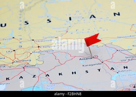 Astana pinned on a map of Asia Stock Photo - Alamy