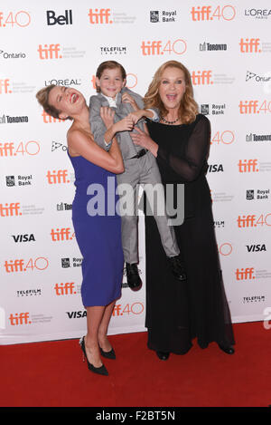 Brie Larson, Jacob Tremblay and Joan Allen attend a premiere for "Room ...