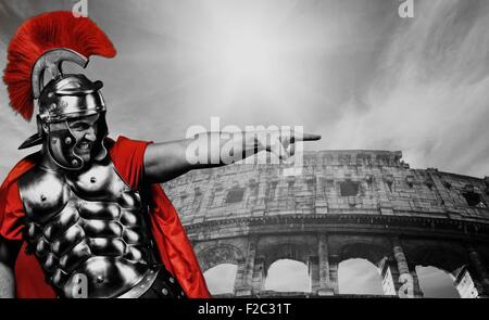 Angry roman legionary soldier in front of coliseum Stock Photo - Alamy