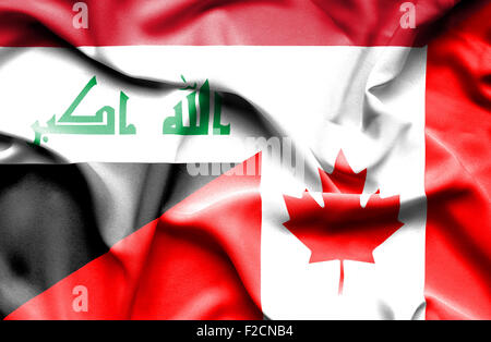 Canada and Iraq flags. 3D Waving flag design. Canada Iraq flag, picture ...