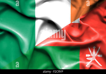 Oman and Ireland flags. 3D Waving flag design. Ireland Oman flag ...