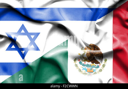 Mexico and Israel flags. 3D Waving flag design. Mexico Israel flag ...