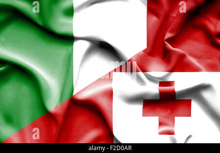 Italy and Tonga flags. 3D Waving flag design. Italy Tonga flag, picture ...