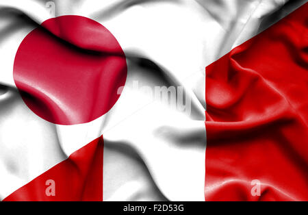 Peru and Japan flags. 3D Waving flag design. Peru Japan flag, picture ...