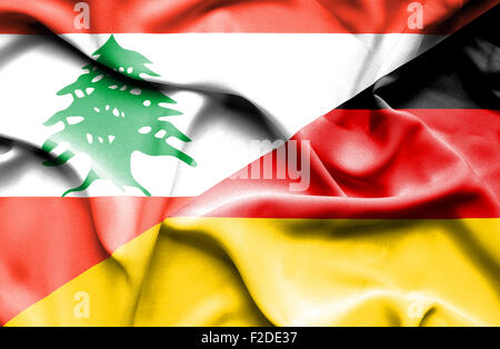Germany and Lebanon flags. 3D Waving flag design. Germany Lebanon flag ...