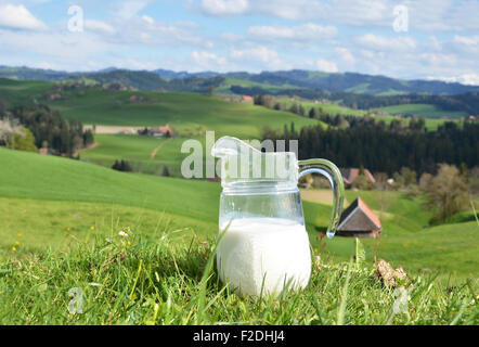 Jug of milk. Emmental region, Switzerland Stock Photo - Alamy