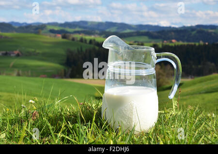 Jug of milk. Emmental region, Switzerland Stock Photo - Alamy