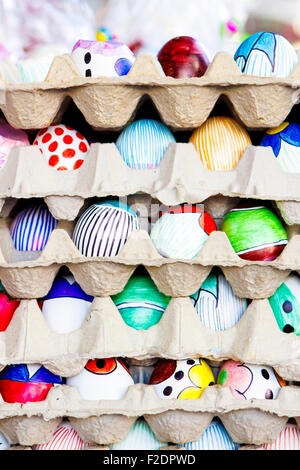 Cascarones stacked in egg cartons Stock Photo - Alamy