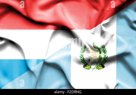 Guatemala and Luxembourg flags. 3D Waving flag design. Guatemala ...